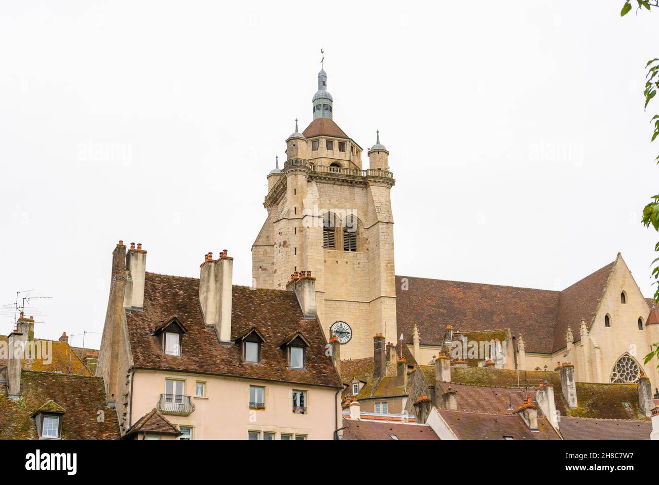 Amazing view of Notre dame church in touristic city of Dole in France ...