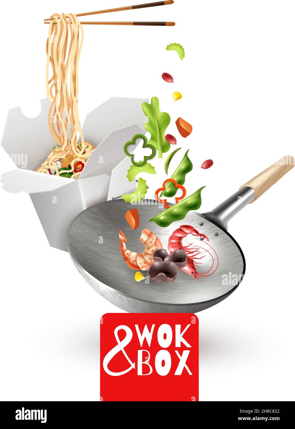 Wok cooking snack Stock Vector Images - Alamy