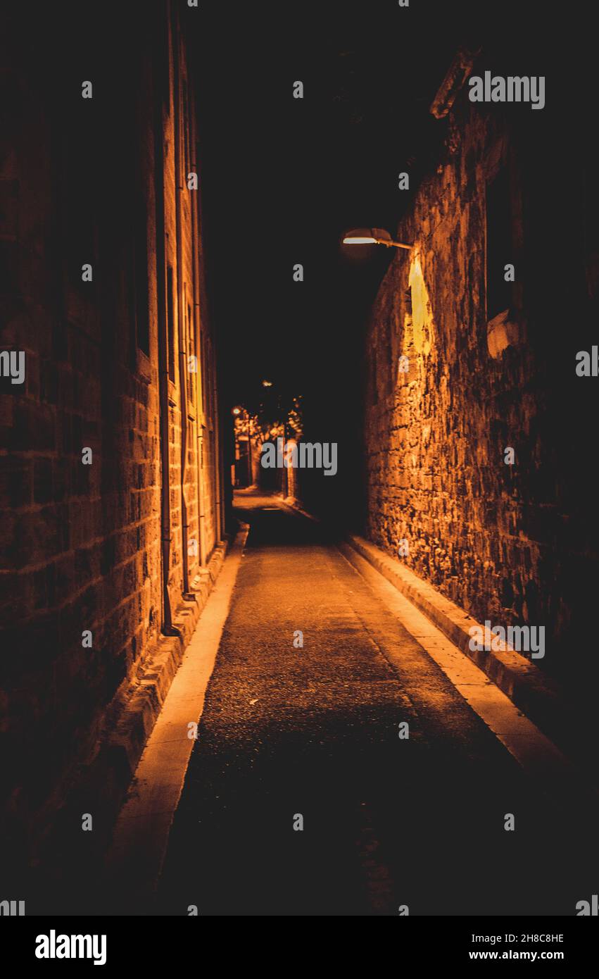Brick Wall Alley Night Alleyway Night Brick Hi Res Stock Photography