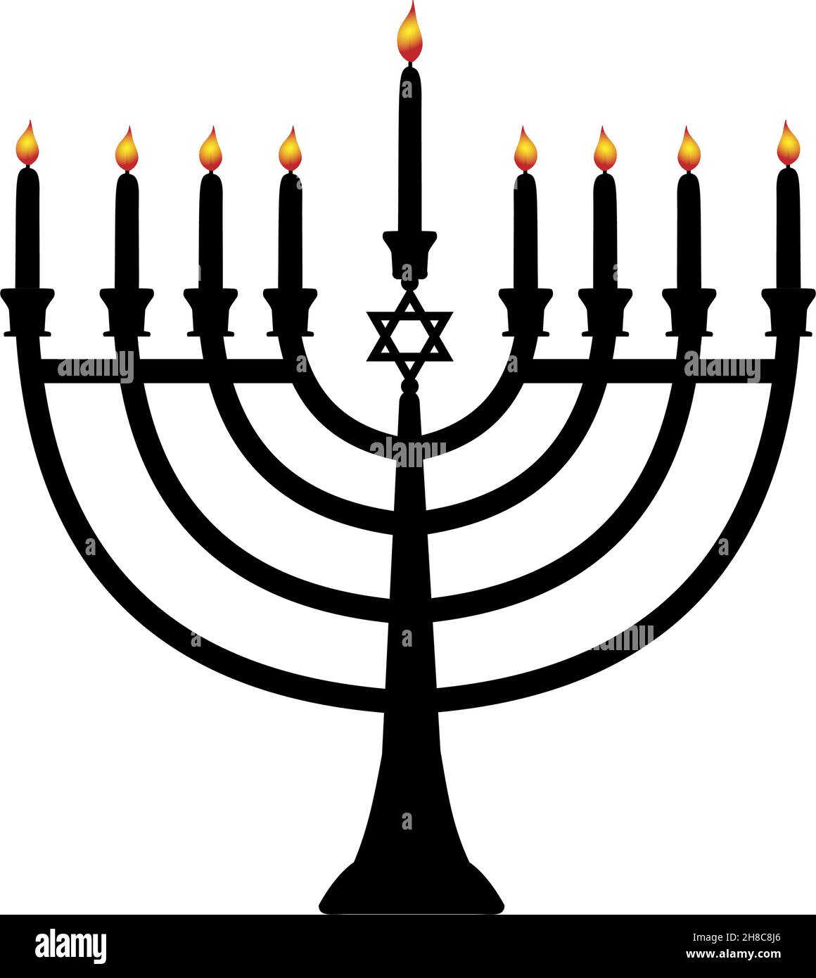 Happy Hanukkah. Silhouettes menora and candles. Illustration symbol ...