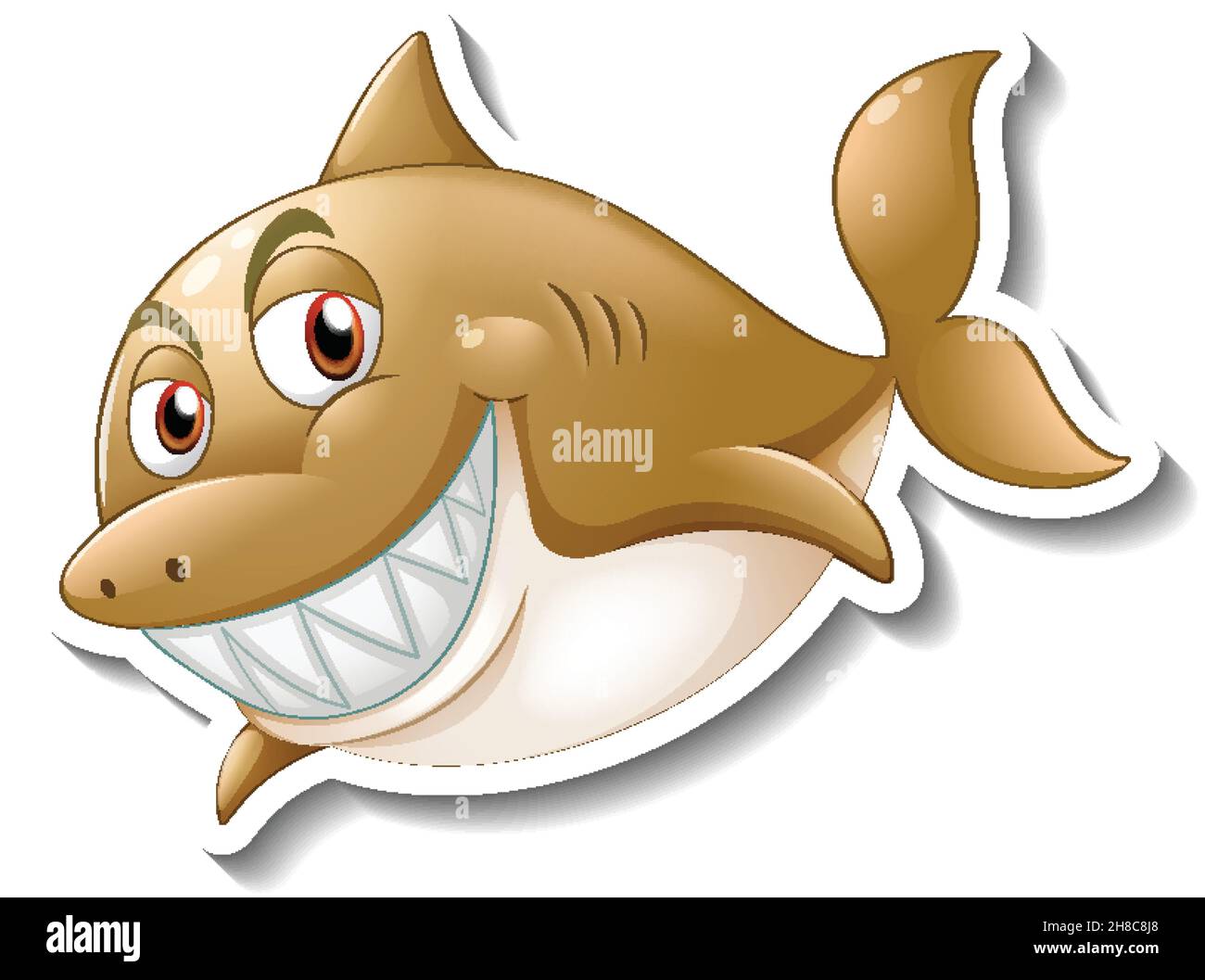 Smiling shark cartoon sticker illustration Stock Vector Image & Art - Alamy