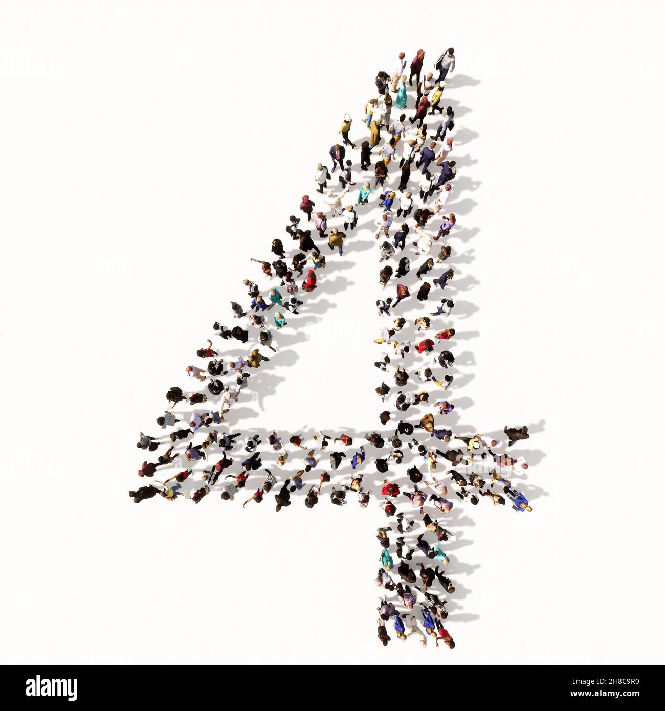 Concept or conceptual large community of people forming the font 4. 3d ...