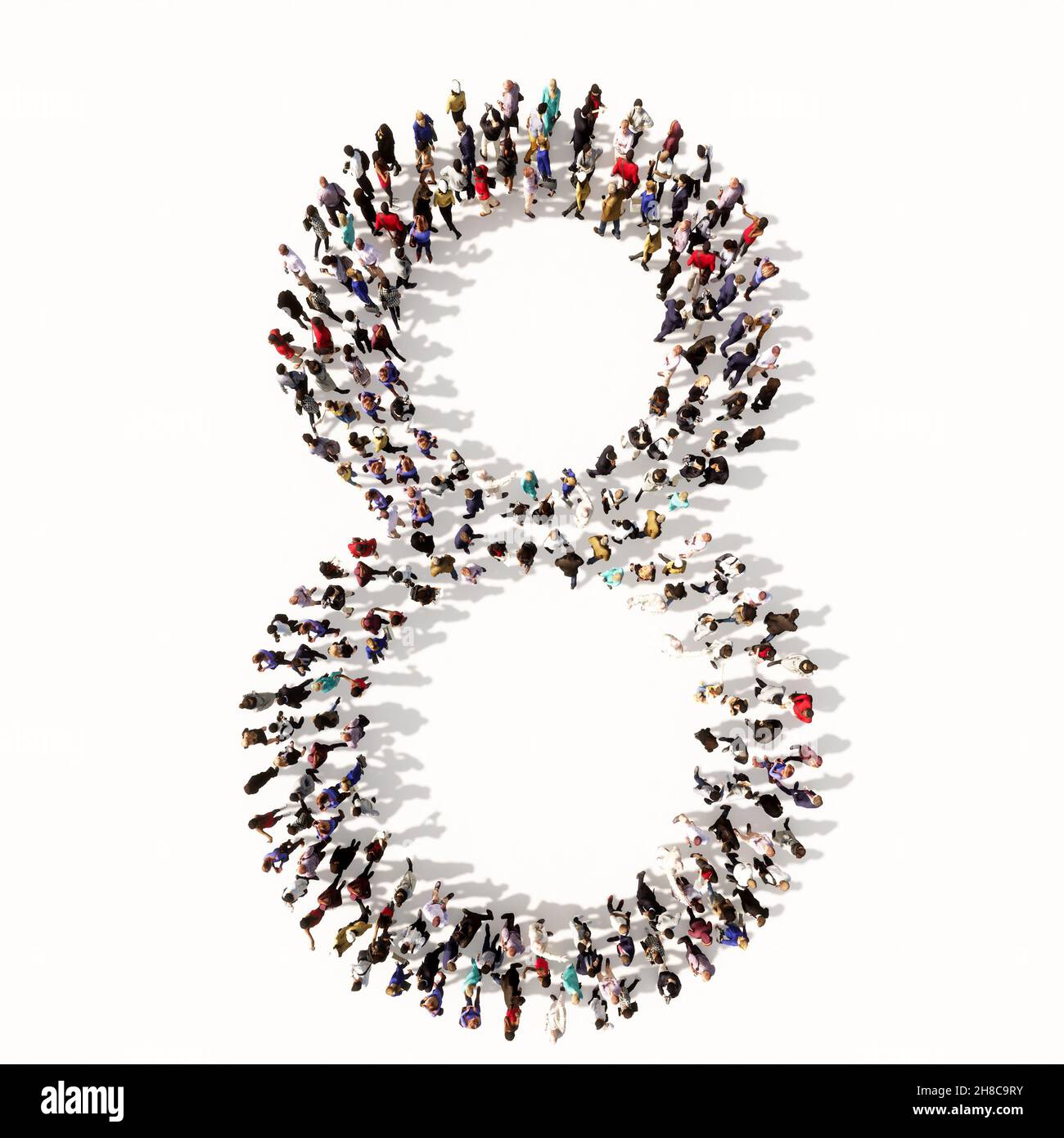 Concept or conceptual large community of people forming the font 8. 3d ...