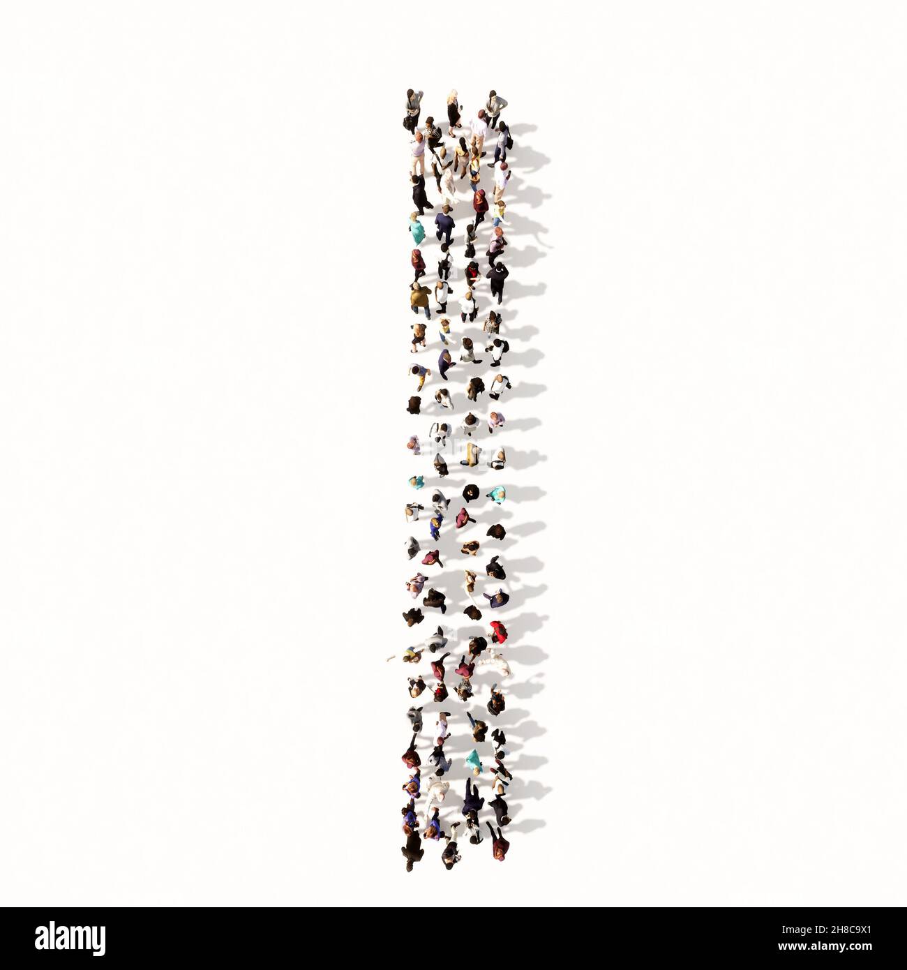 Concept or conceptual large community of people forming the font I. 3d ...