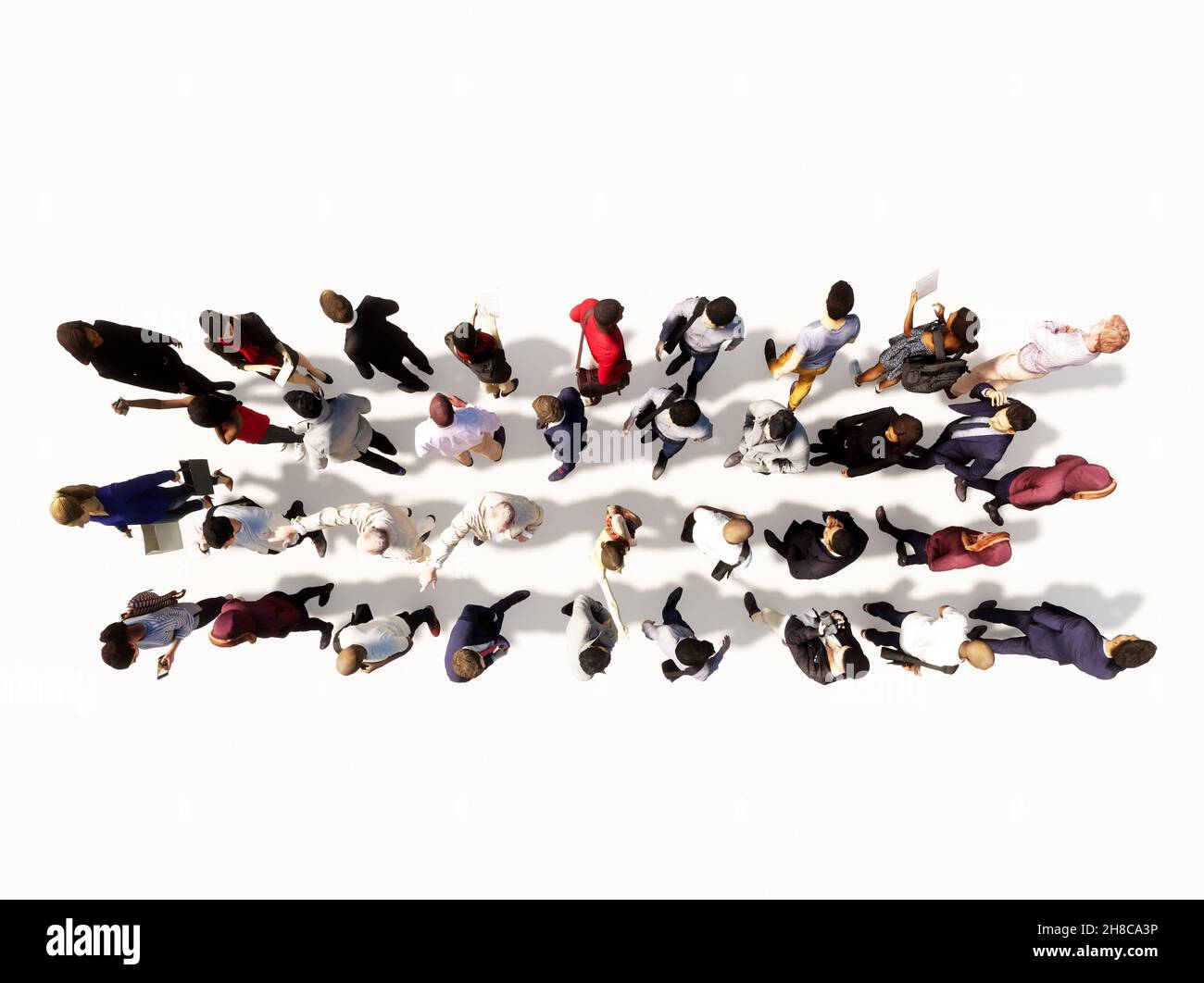 Concept or conceptual large community of people forming the ? font. 3d ...