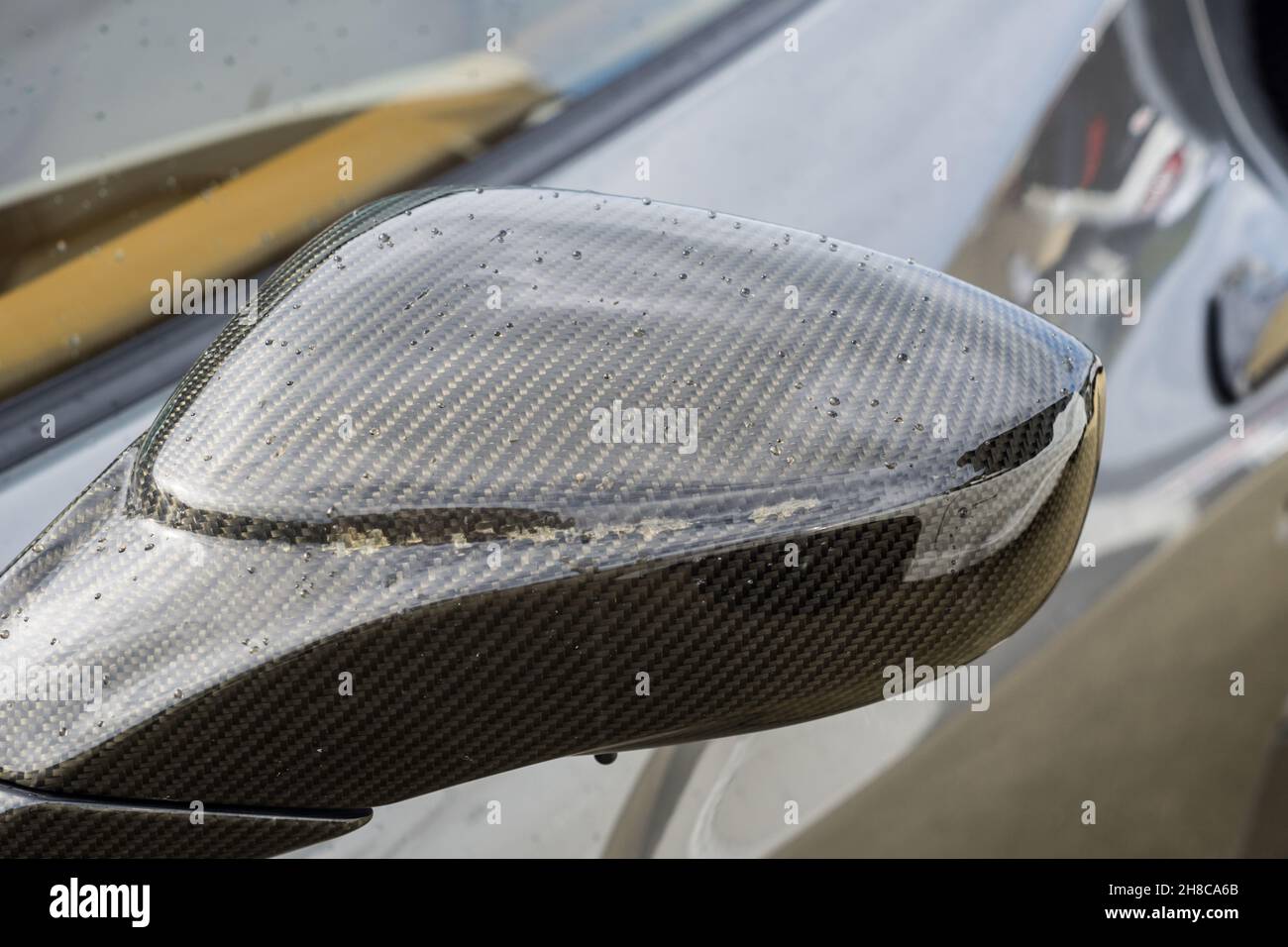 Close up detail of on a metalic grey Ferrari 488 GTB classic Italian ...