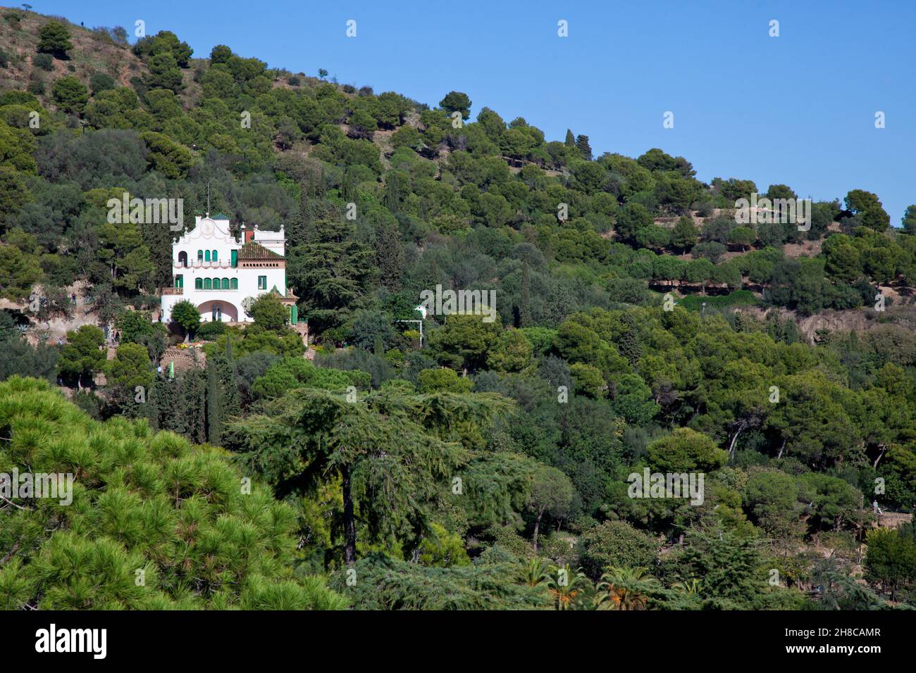 Beautiful view of Park Guell, Gaudi House Museum, Barcelona, Spain ...