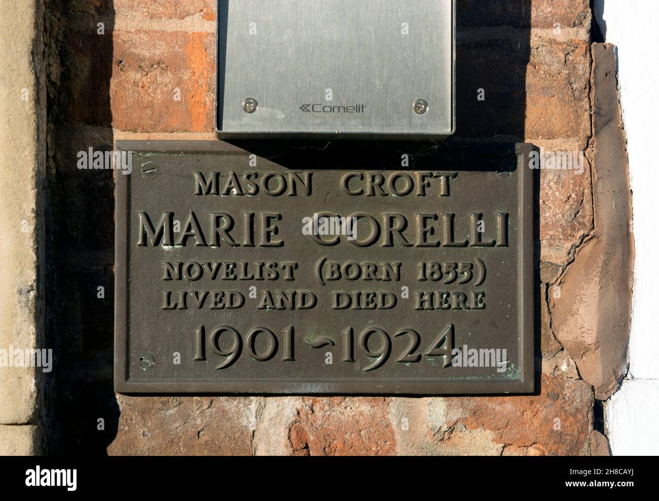 Marie Corelli plaque, Stratford-upon-Avon, Warwickshire, England, UK ...