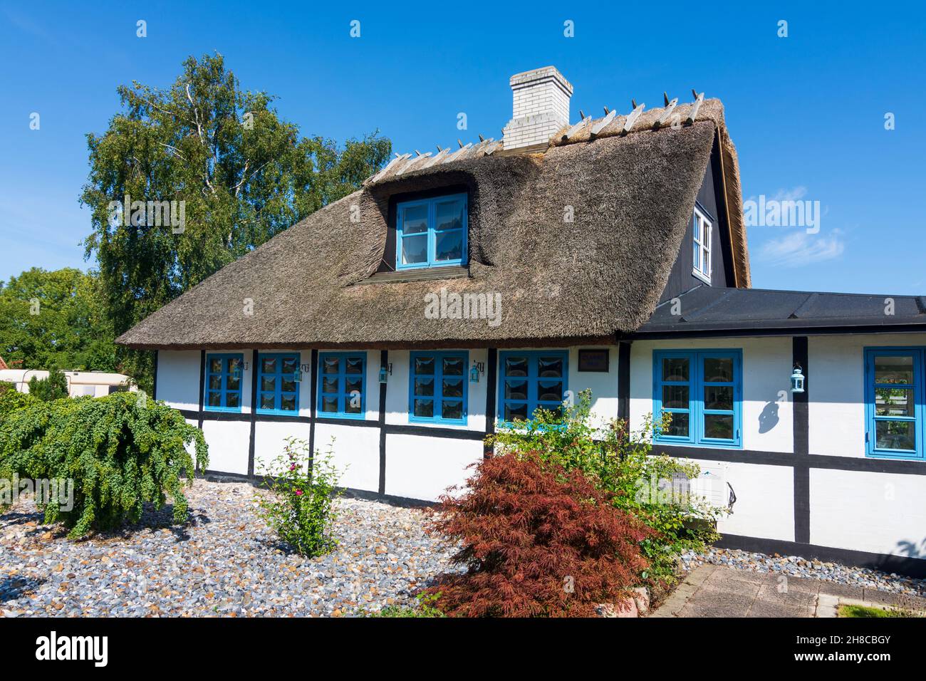 Guldborgsund: thatched-roof house in , Falster, Denmark Stock Photo - Alamy