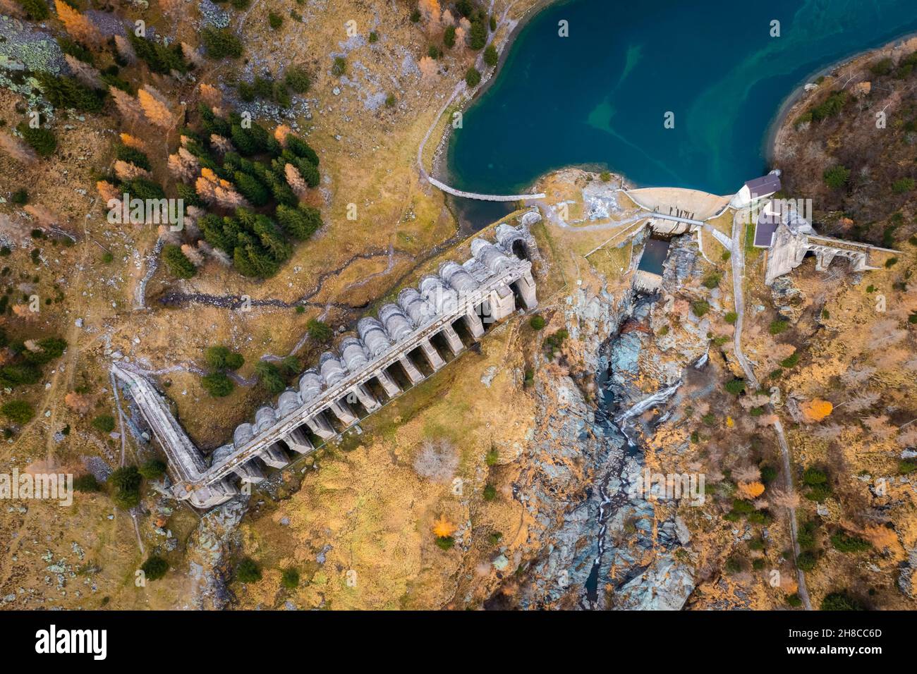 View of the ruins of the Diga del Gleno. Pianezza, Vilminore di Scalve ...