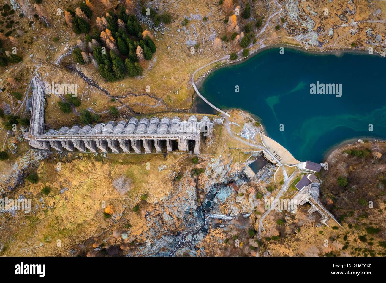 View of the ruins of the Diga del Gleno. Pianezza, Vilminore di Scalve ...