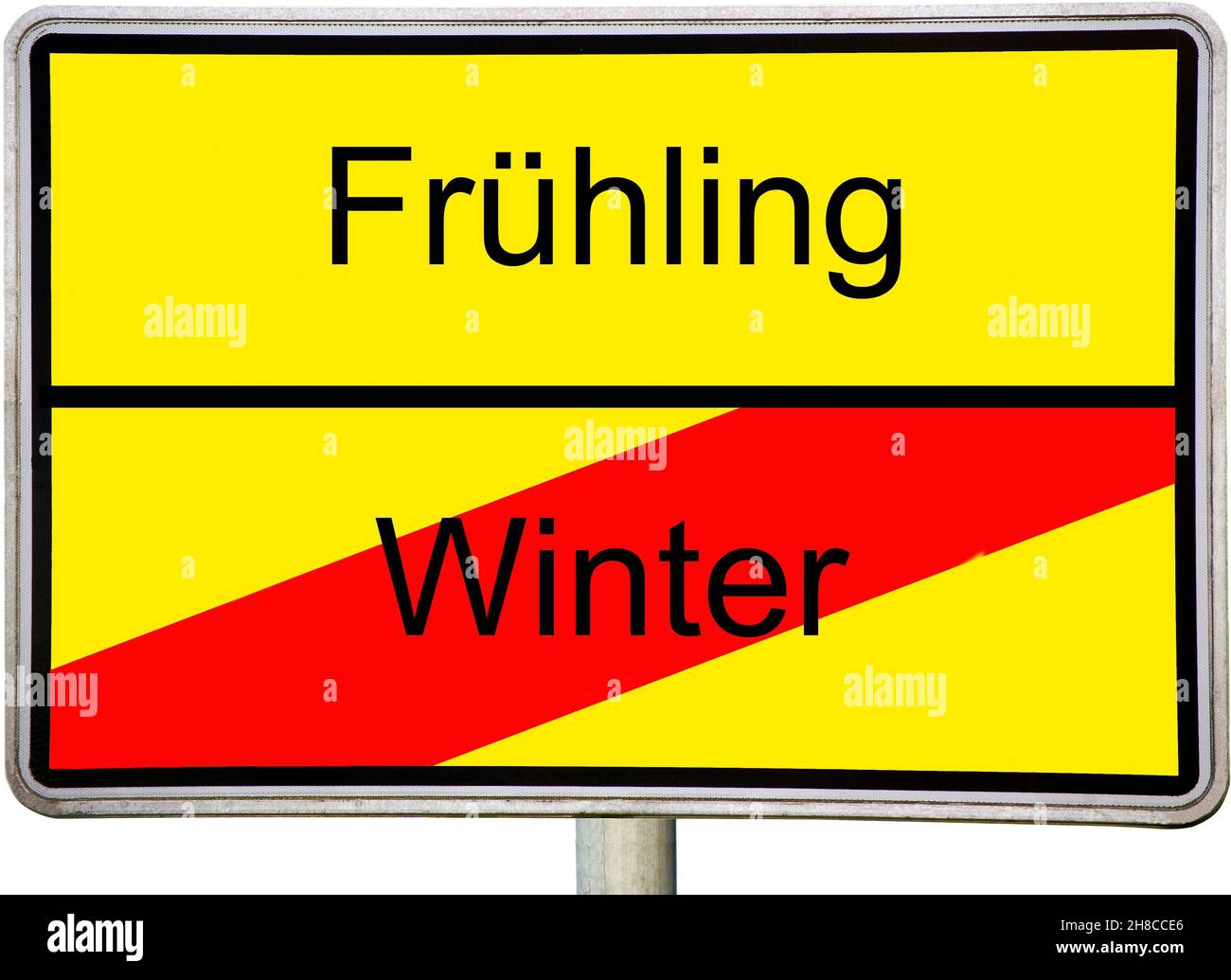 city limit sign Fruehling / Winter, spring / winter, Germany Stock ...