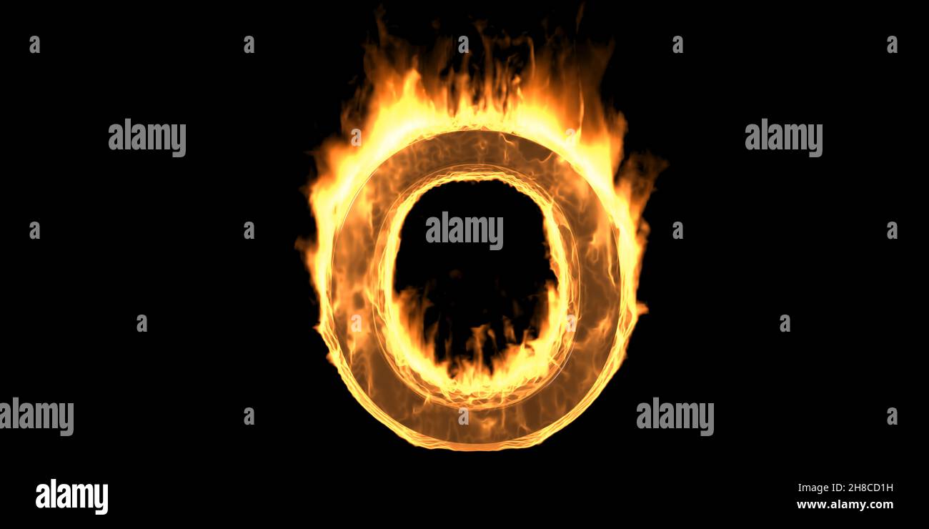Fire alphabet letter O, flaming burn font. Burning flame text with ...
