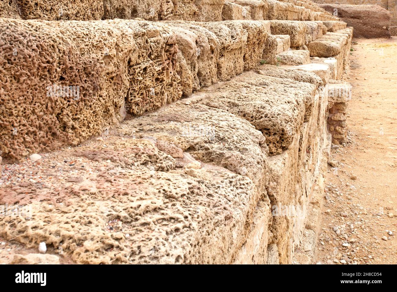 Roman ruins of Caesarea, benches, hippodrome, Israel, Caesarea Stock ...