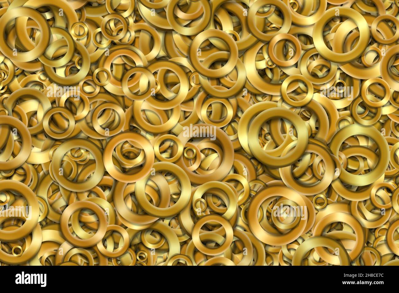 3d abstract background of layers of gold rings of different sizes Stock ...