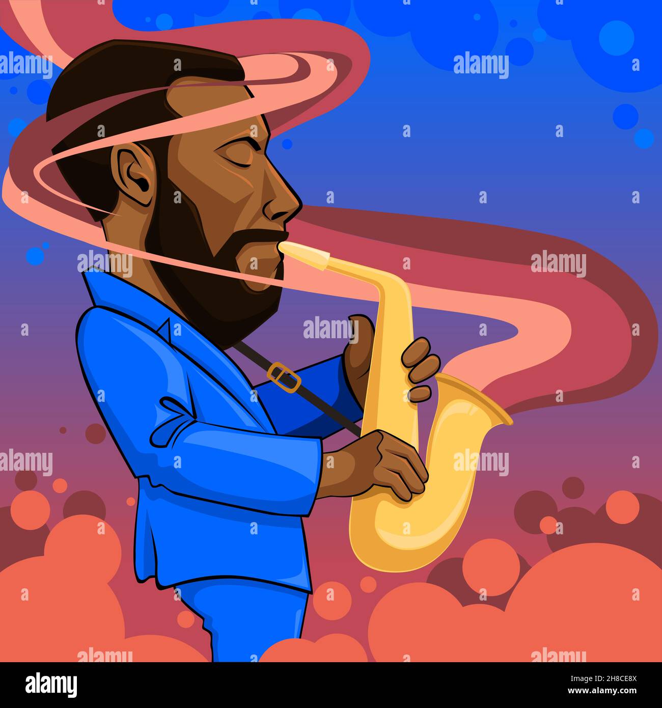 Sax Player Character Mascot A stylish brand mascot cartoon. Perfect ...