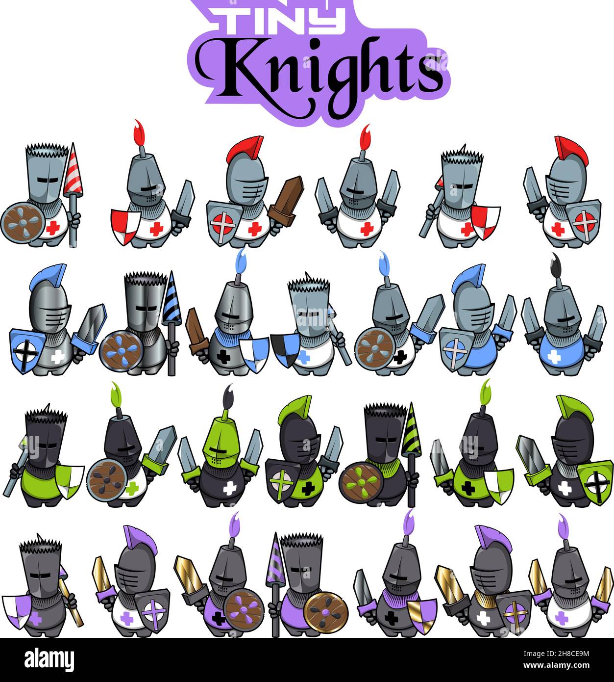 Tiny Knights Mascot illustration. 100% vector graphics, works well with ...