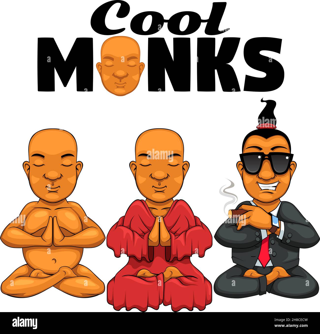 Cool monk character mascot Stock Vector Images - Alamy