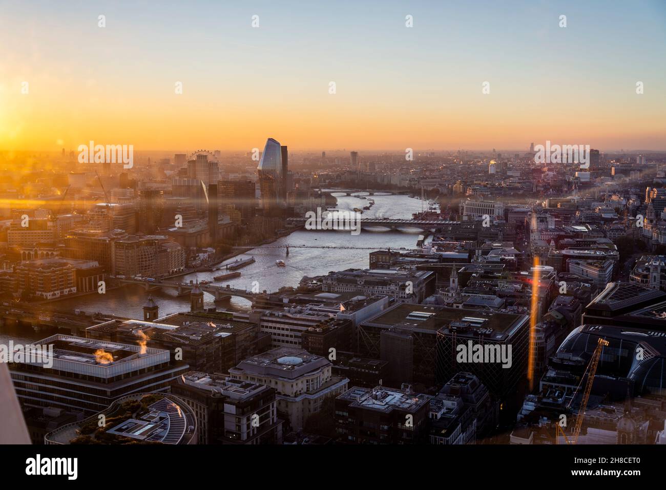 River Thames Cityscape from Sky Garden of Walkie Talkie skyscraper, London, England, UK Stock ...