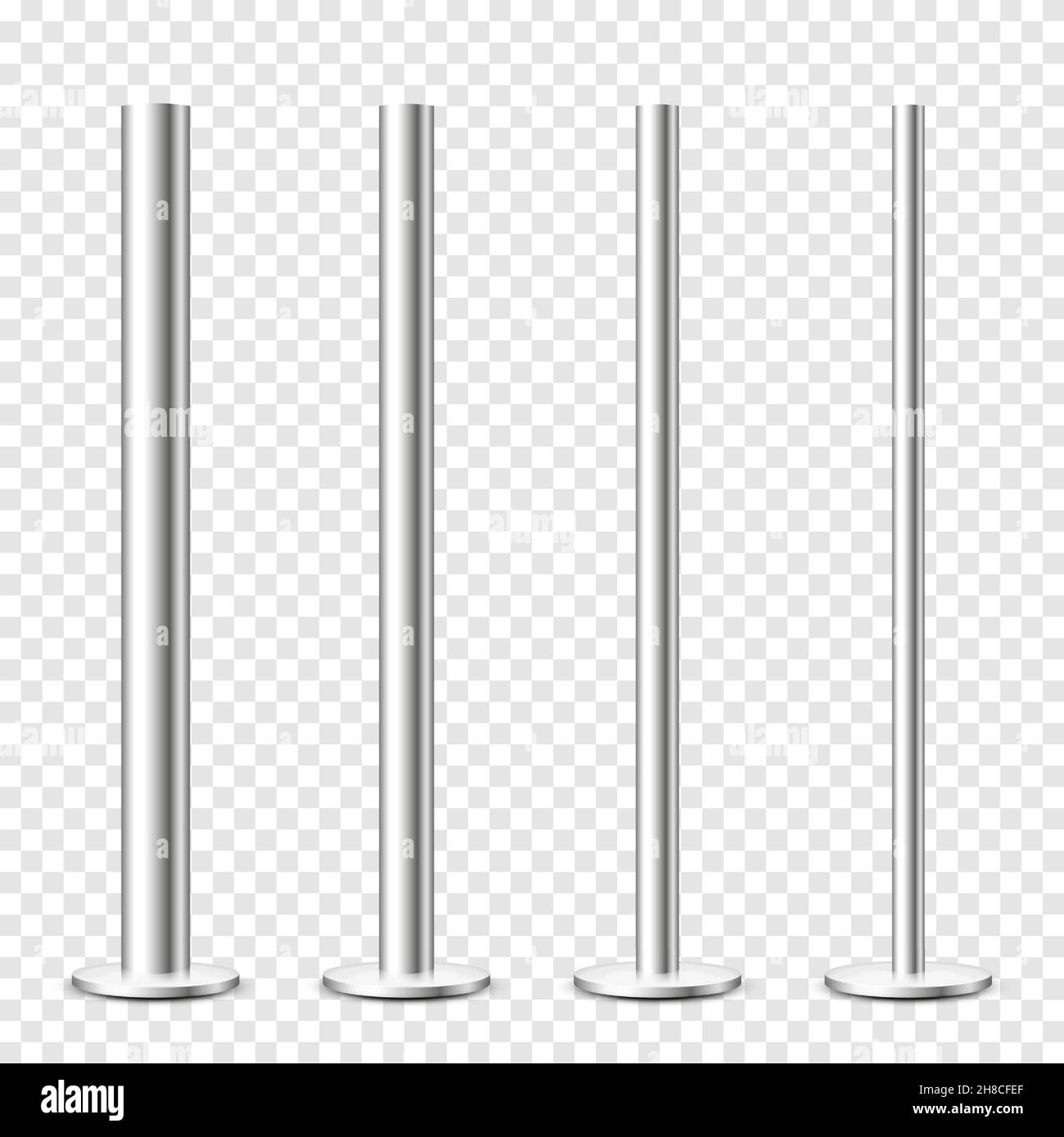 Realistic metal poles collection isolated on transparent background ...