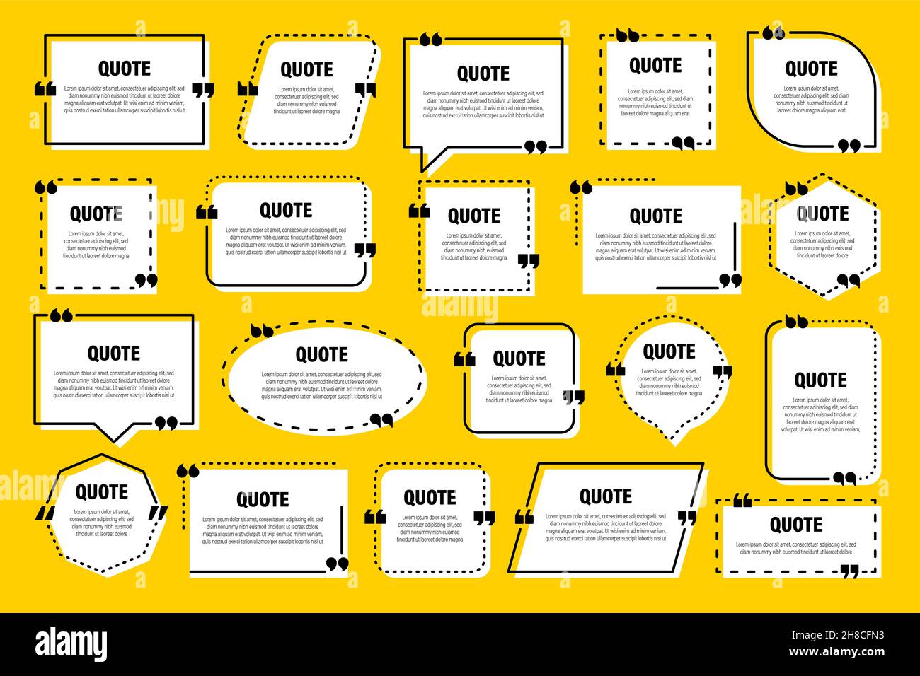 White Isolated Quote Frames Speech Bubbles With Quotation Marks Blank Text Box And Quotes