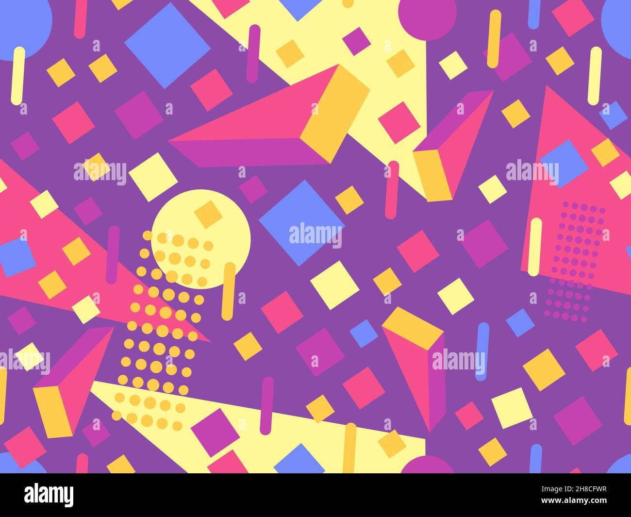 Geometric seamless pattern in 80s memphis style. Abstract geometric ...