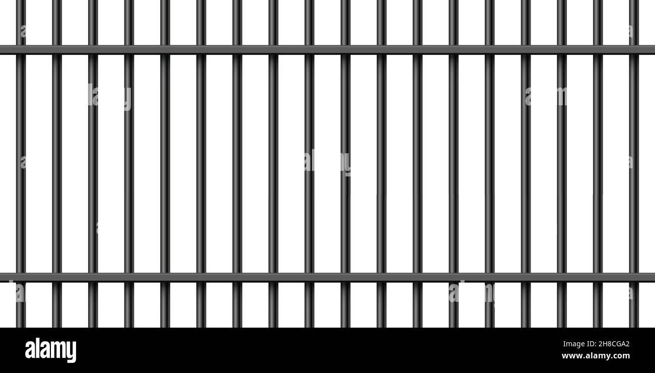 Black realistic metal prison bars isolated on white background ...