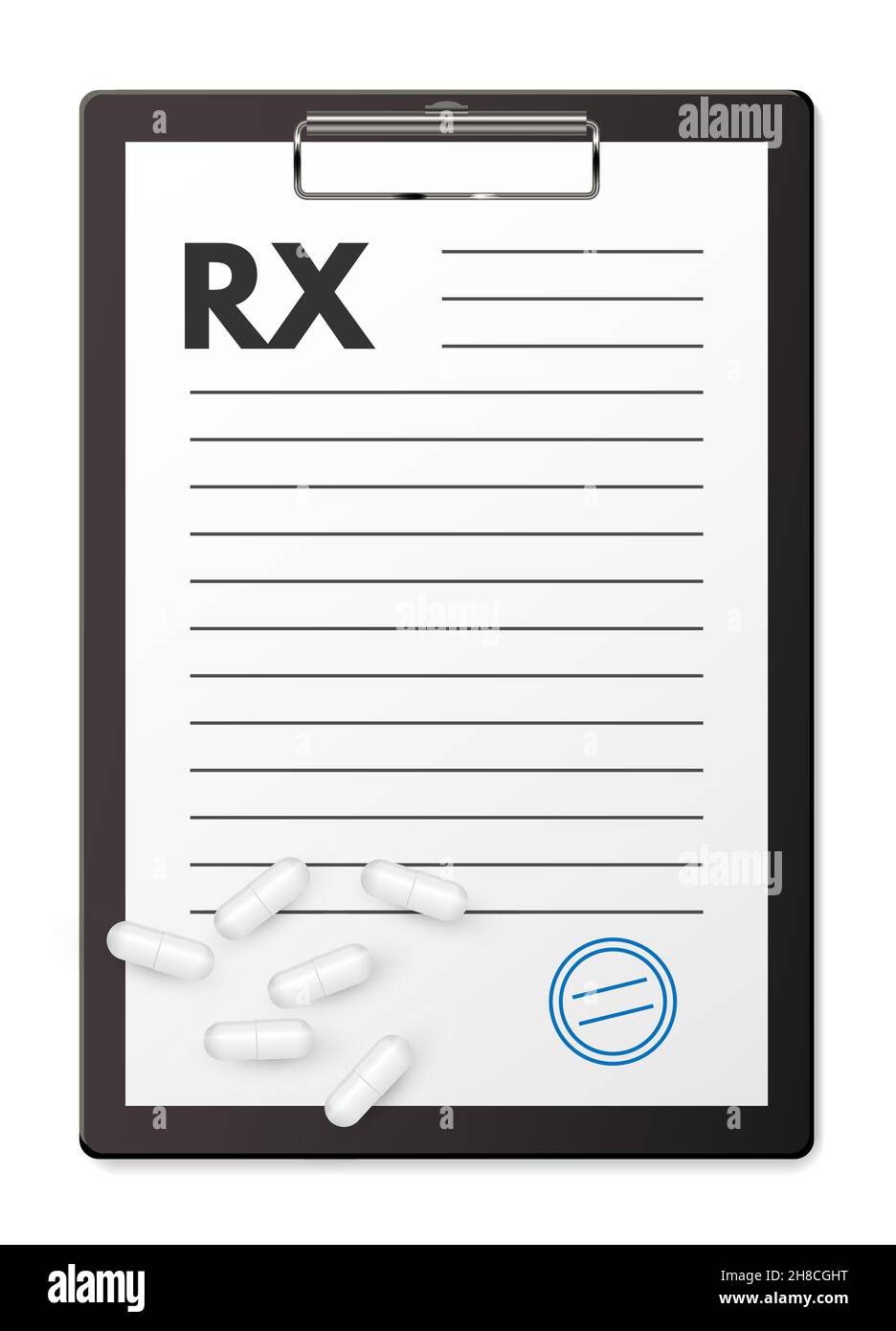 Prescription rx medical pad and pharmacy drug pills vector illustration ...