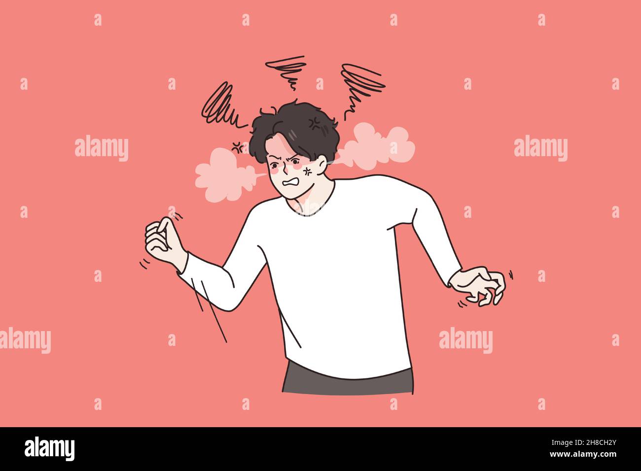 Anger rage and negative emotions concept. Young man standing with ...