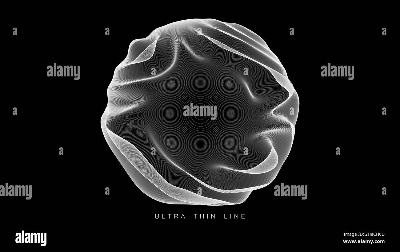 Distorted line spheres. Vector thin line glitch geometry Stock Vector ...