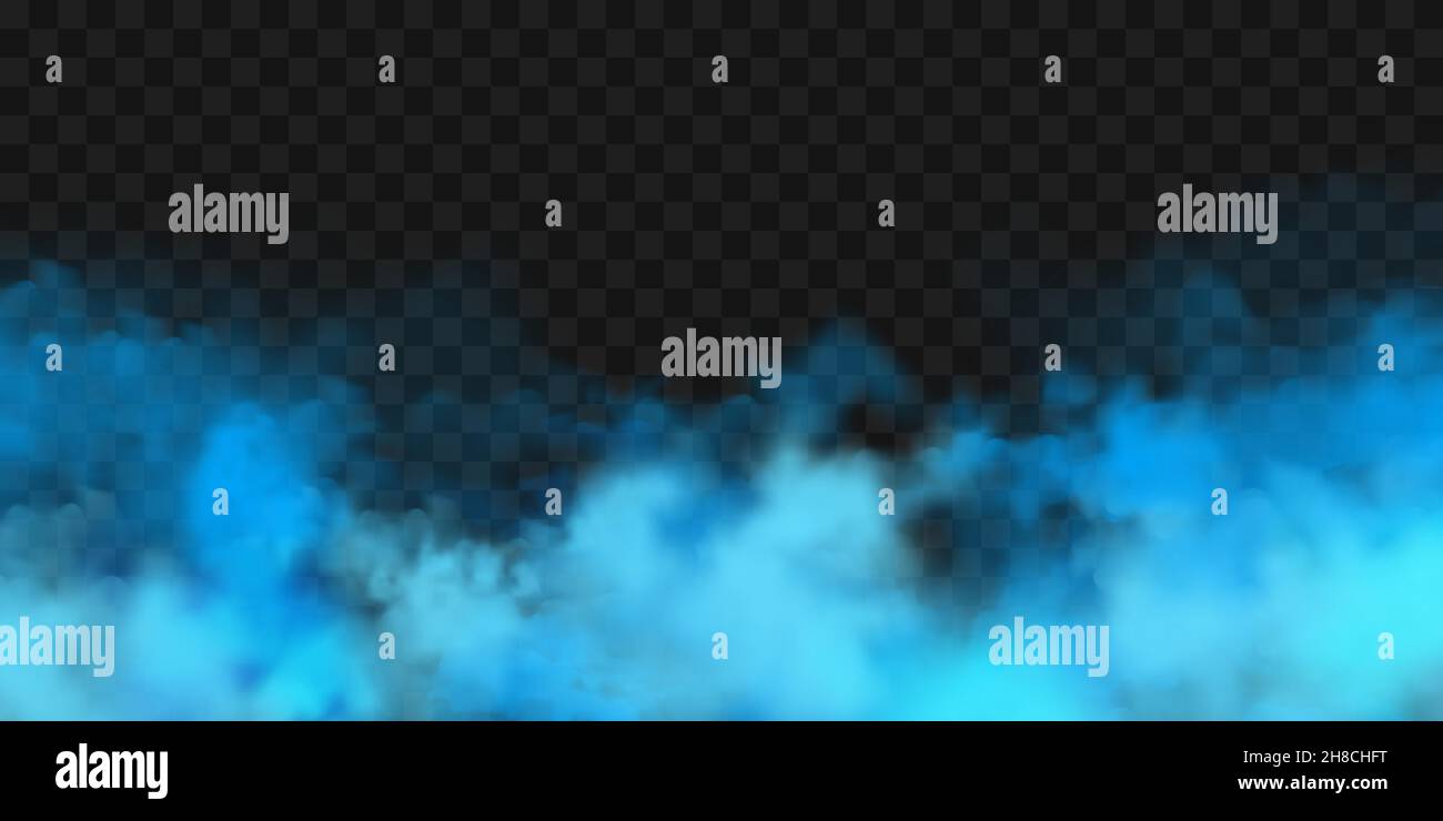 Realistic blue colorful smoke clouds, mist effect. Fog isolated on ...