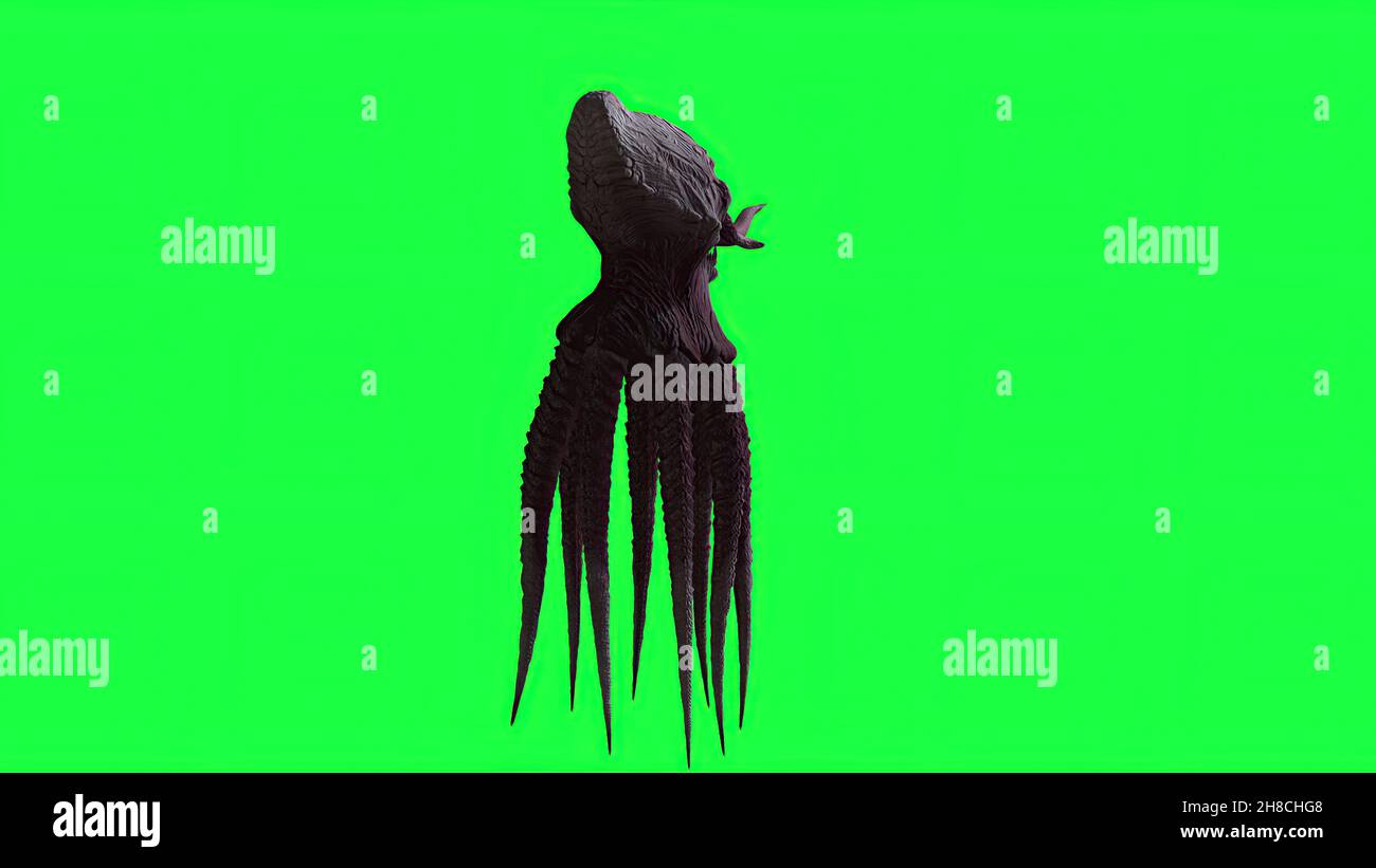 3d illustration - Monster Octopus on green screen Stock Photo - Alamy