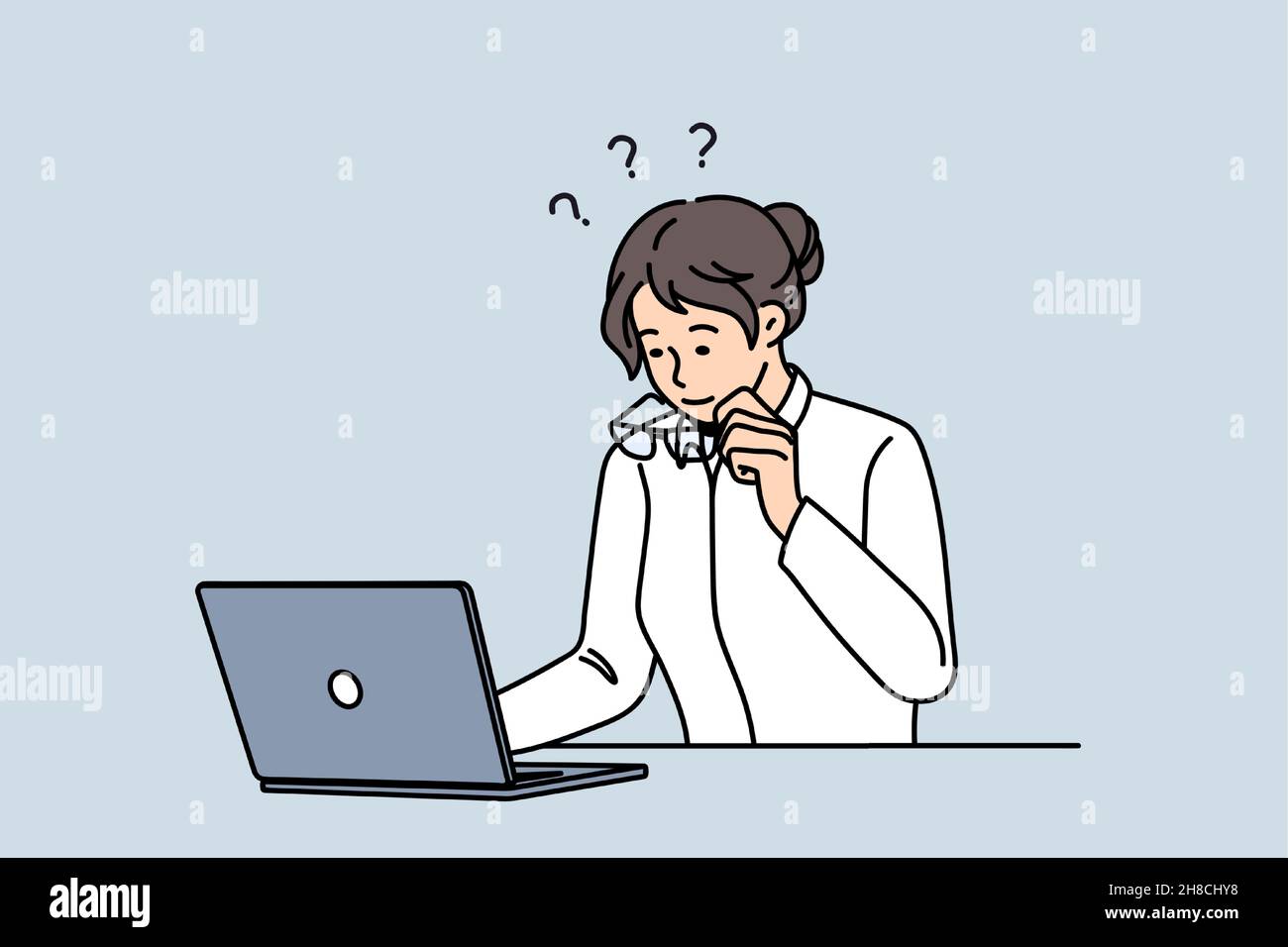 Businesswoman Take Off Glasses Look At Screen Shocked By Unexpected