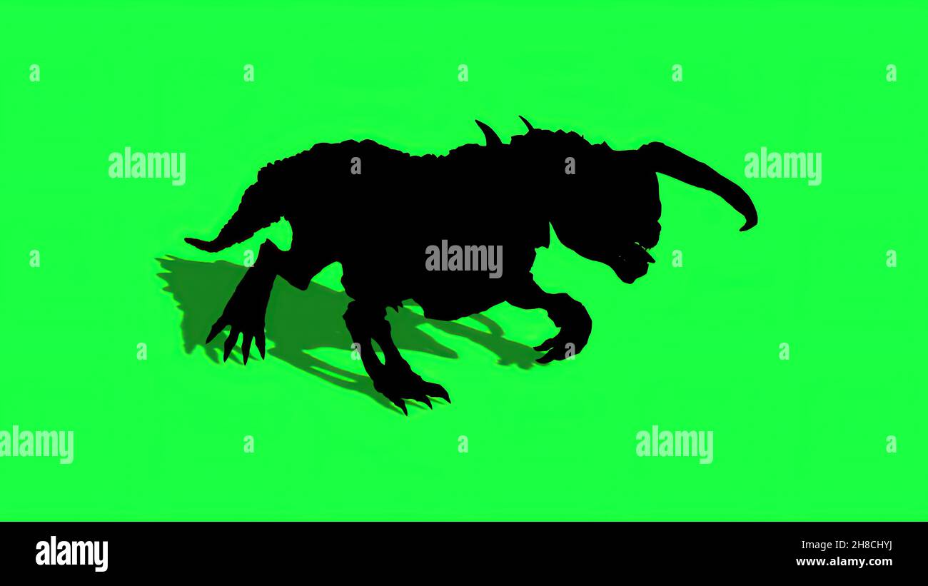 3d illustration - silhouette of mythical beast animal is running on ...