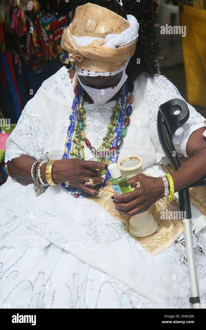 salvador, bahia, brazil - november 20, 2021: Candomble members and ...