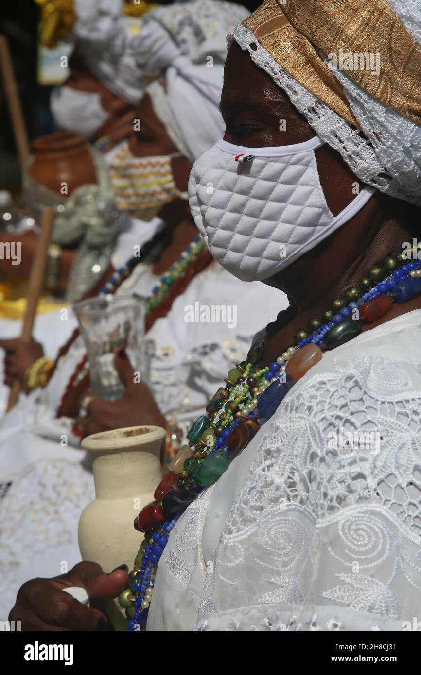 salvador, bahia, brazil - november 20, 2021: Candomble members and ...