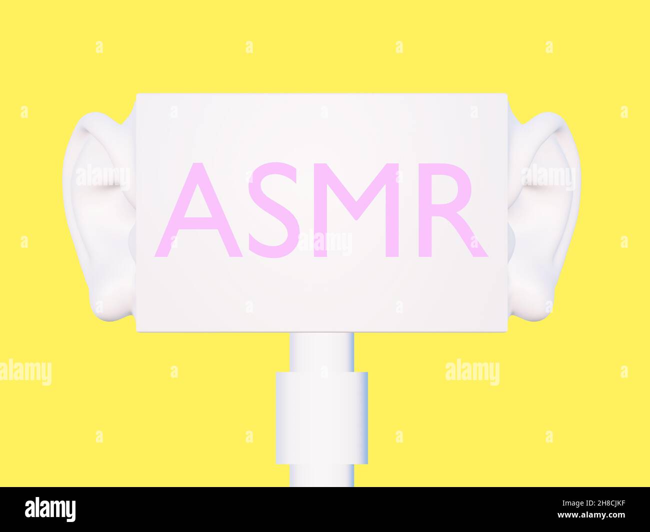 microphone asmr with ears, autonomous sensory meridian response. 3d ...