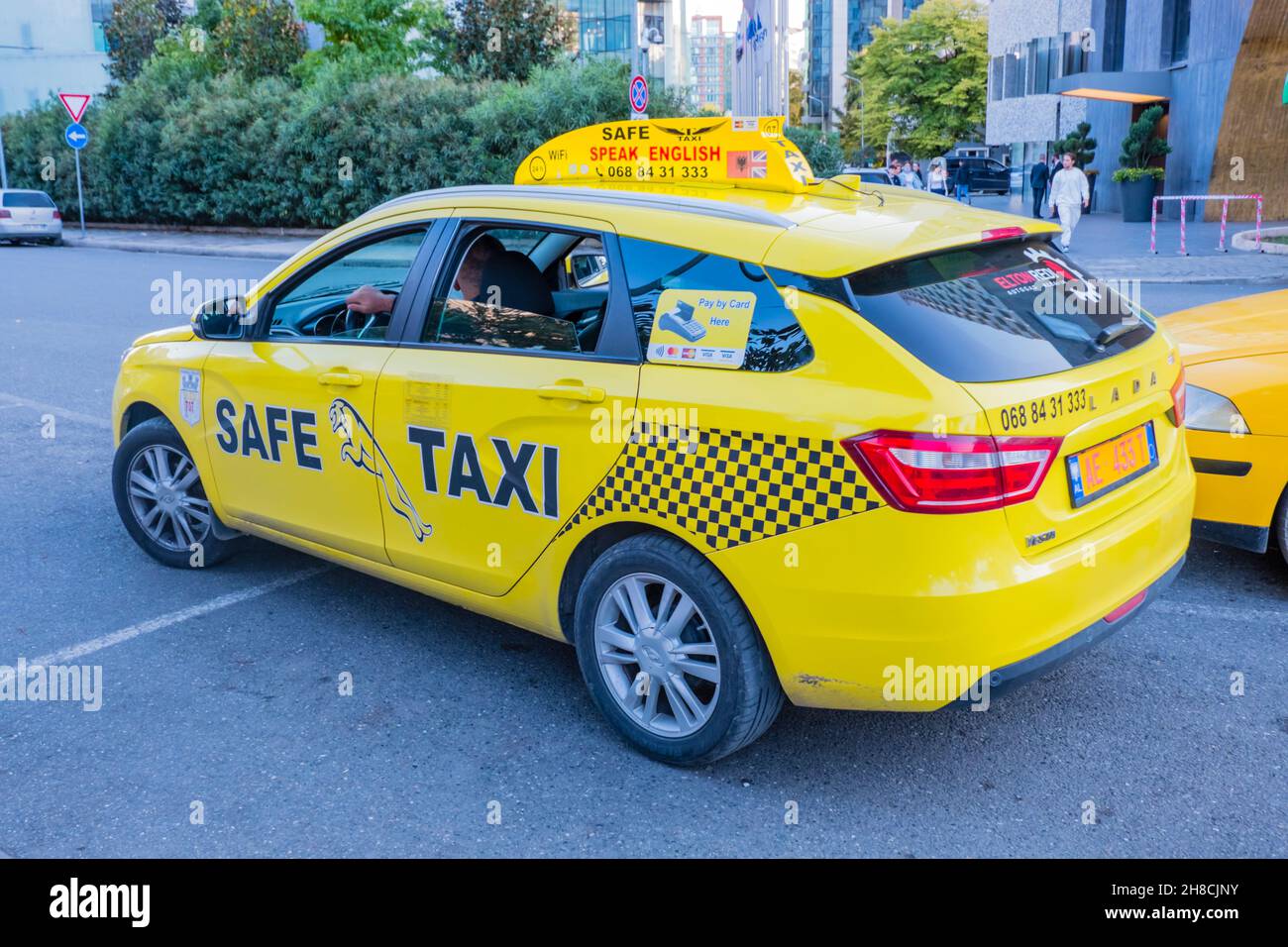 Safe Taxi, Tirana, Albania Stock Photo - Alamy