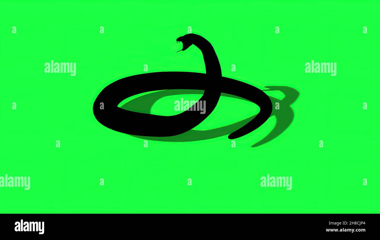 3d illustration - silhouette Python Snake With Green Screen Background ...