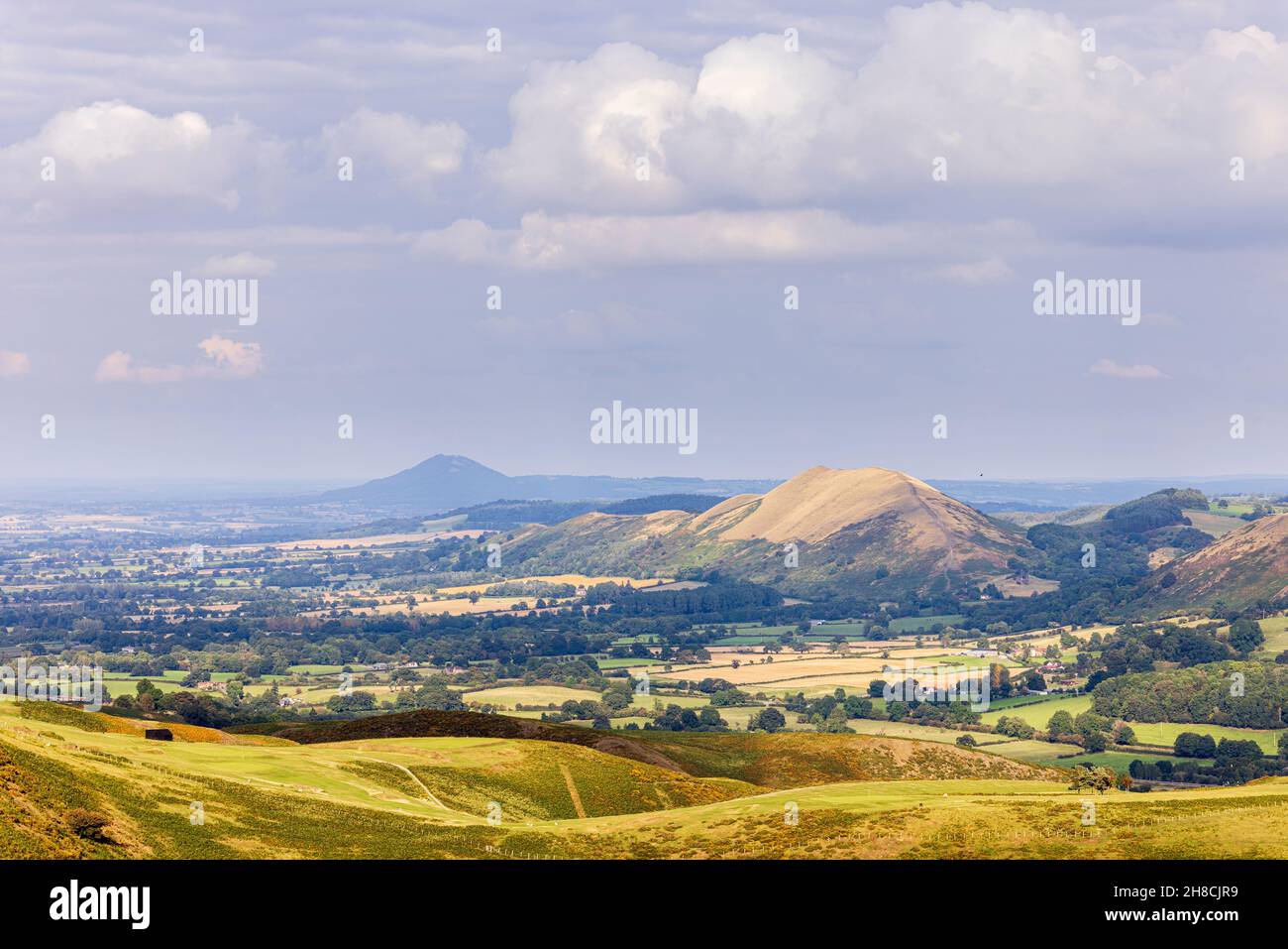 Evening light and clouds over the Carding Mill Valley view from Long ...