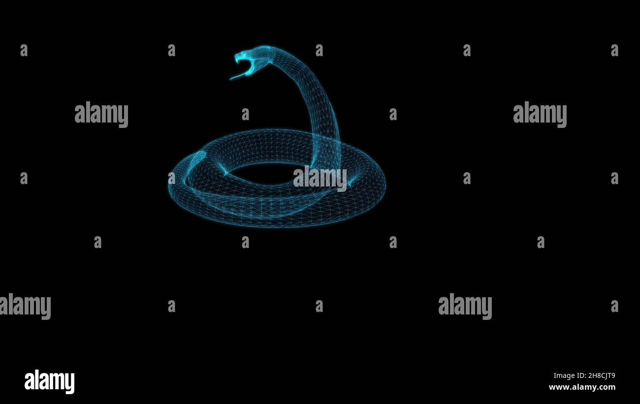 3d illustration - Snake in Hologram Wireframe Style Stock Photo - Alamy