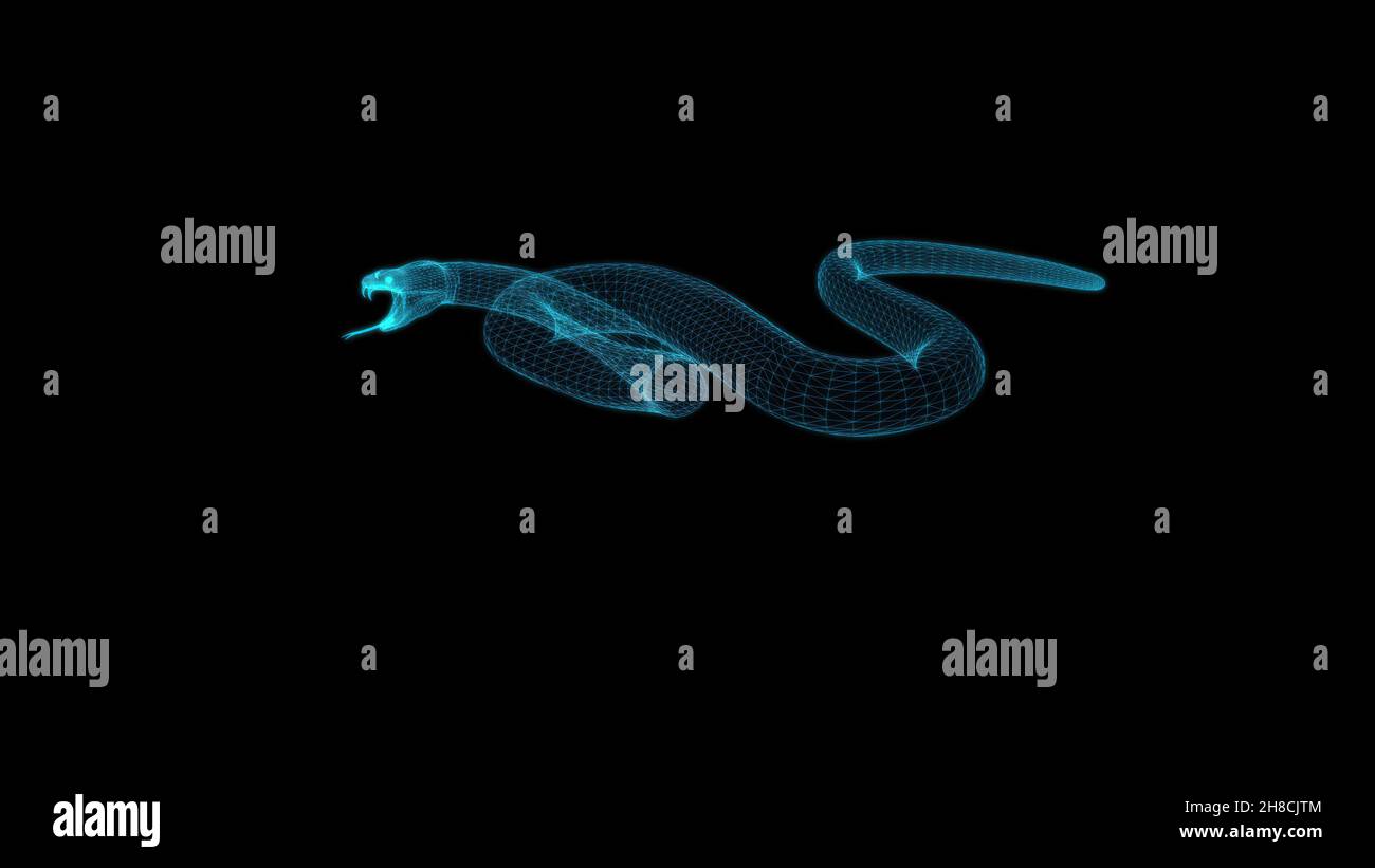 3d illustration - Snake in Hologram Wireframe Style Stock Photo - Alamy