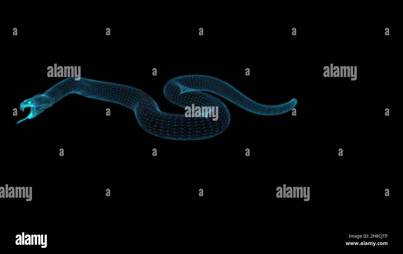 3d illustration - Snake in Hologram Wireframe Style Stock Photo - Alamy