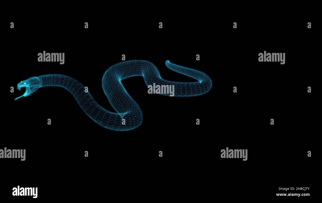 3d illustration - Snake in Hologram Wireframe Style Stock Photo - Alamy