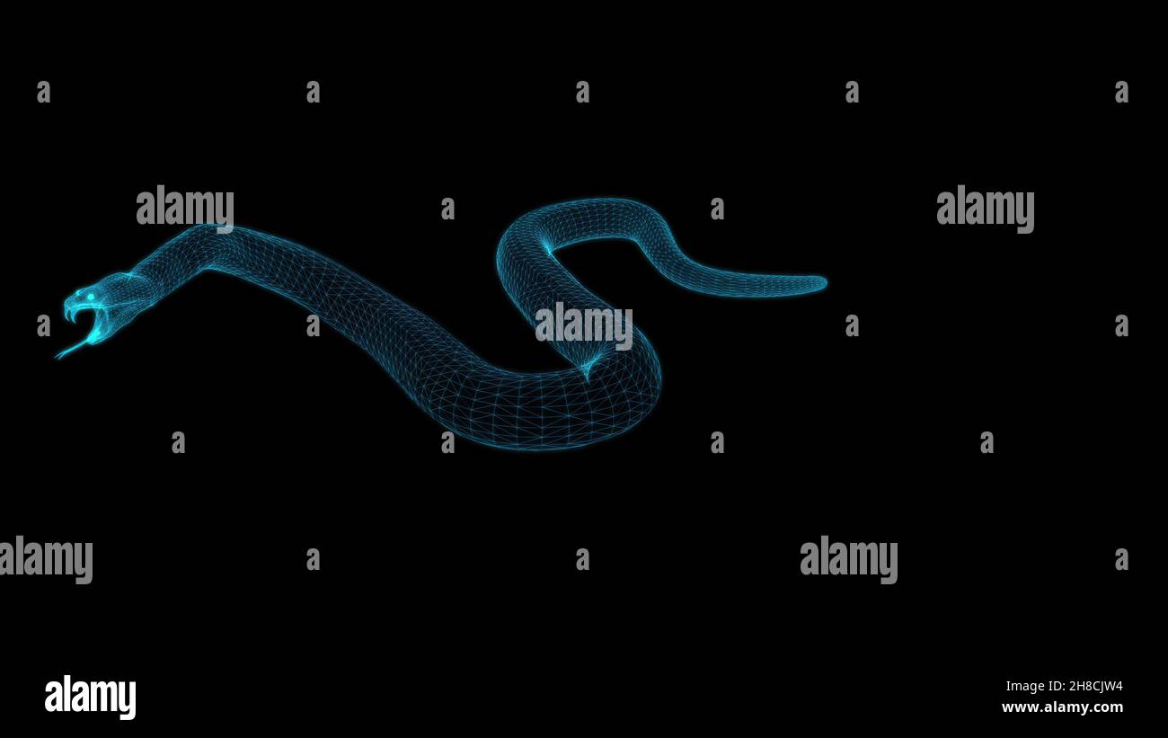 3d illustration - Snake in Hologram Wireframe Style Stock Photo - Alamy
