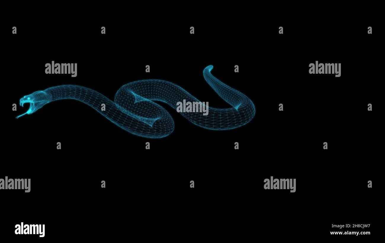 3d illustration - Snake in Hologram Wireframe Style Stock Photo - Alamy