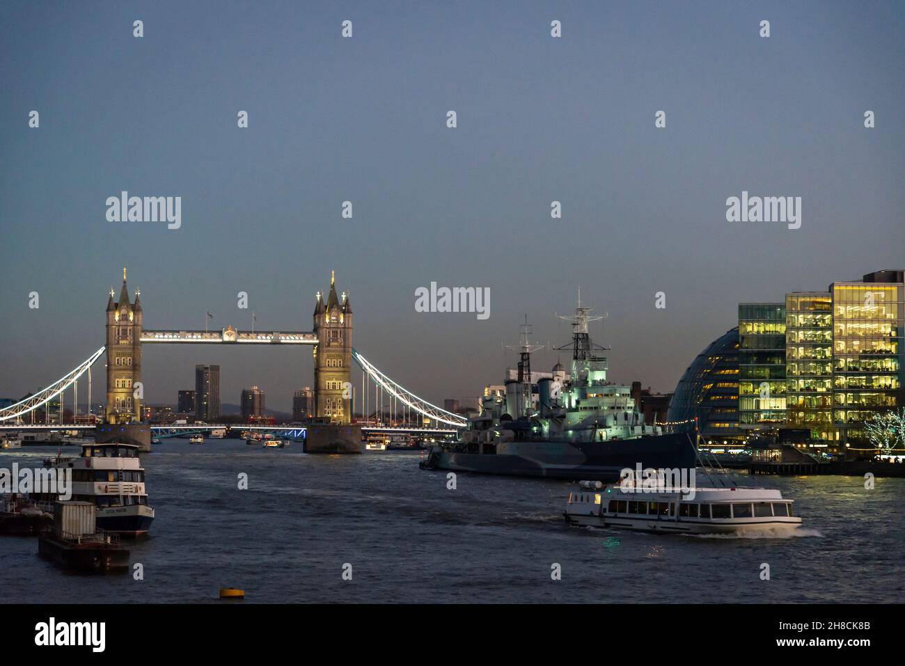 Tower Bridge lit at night Stock Photo - Alamy