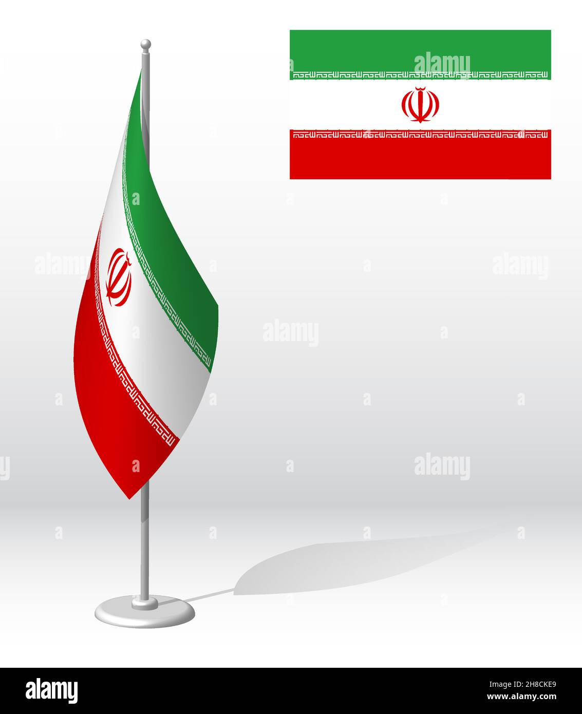 REPUBLIC OF IRAN flag on flagpole for registration of solemn event ...