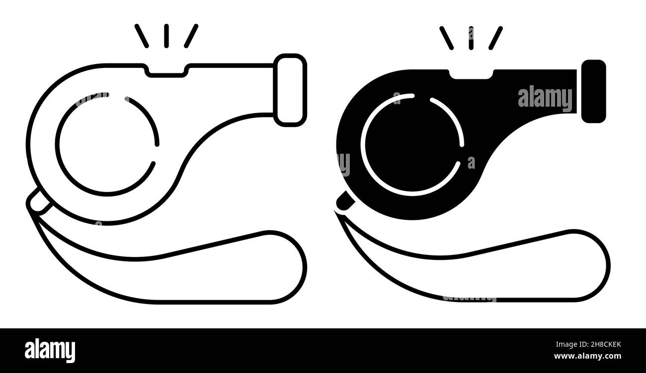 Linear icon. Sports whistle of referee of football sport match. Simple ...