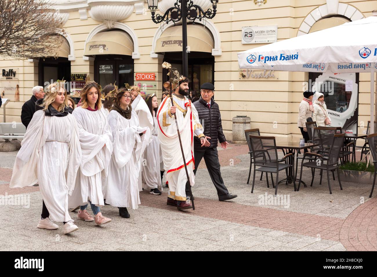 Plovdiv, Bulgaria - November 26, 2021: Young wine parade in the Old ...